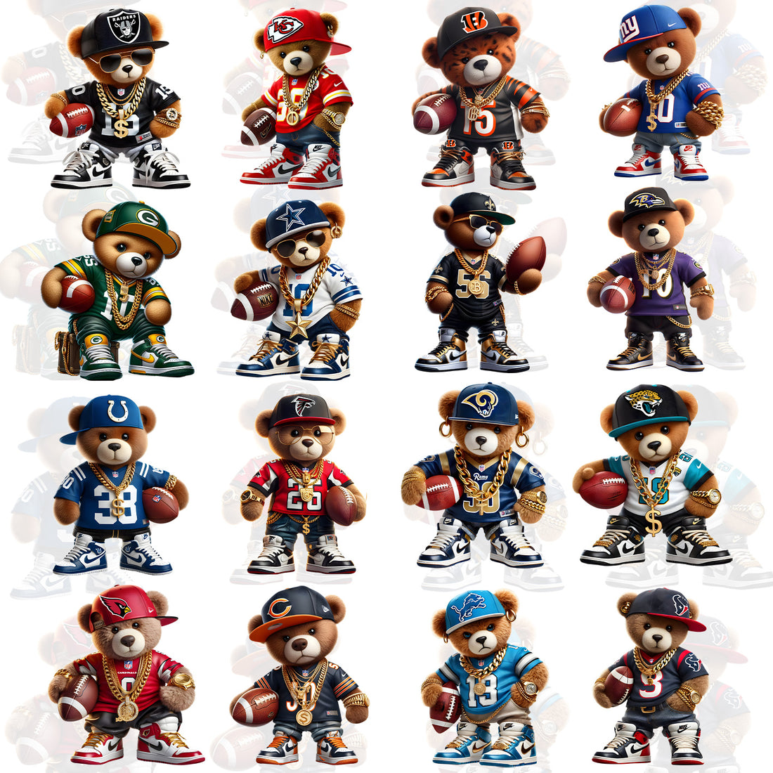32 Luxury Hip Hop Teddy NFL Designs PNG – TeeGrapphics